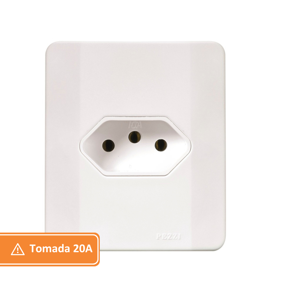 Kit 10 Tomadas Pezzi Sobrepor Sistema X Branco Tomada Simples 20A